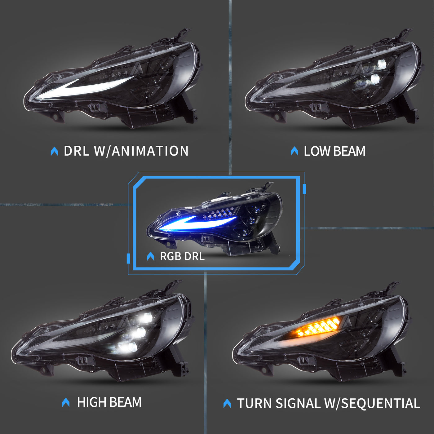 VLAND RGB LED Headlights For 2012-2021 Toyota 86 GT86, Scion Frs, Suba — VLAND US