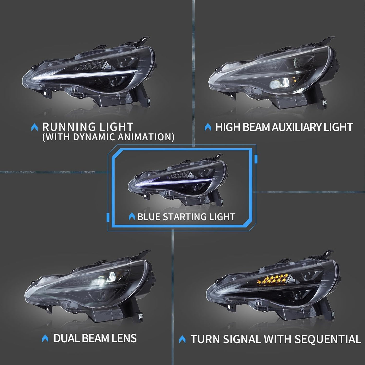 VLAND Full LED Headlights For 2012-2021 Toyota 86 GT86, Scion Frs, Sub — VLAND US