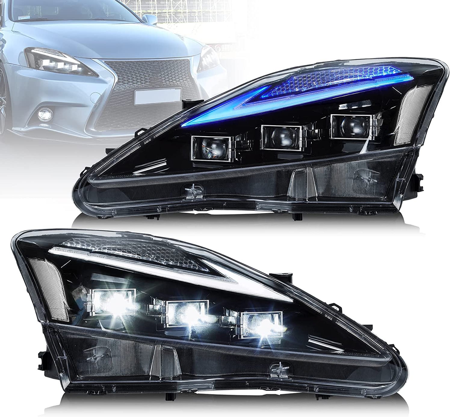 VLAND Full LED Headlights For 2006-2013 Lexus IS250, IS350, ISF — VLAND US